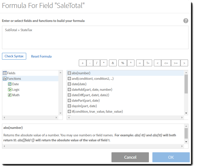 Add calculated fields to a form